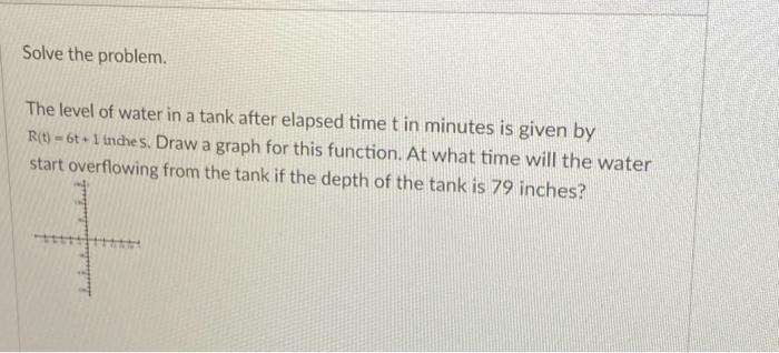 Solved Solve the problem. The level of water in a tank after | Chegg.com