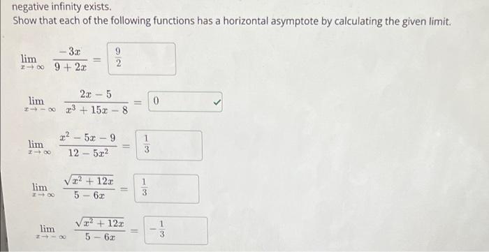 Solved negative infinity exists. Show that each of the | Chegg.com