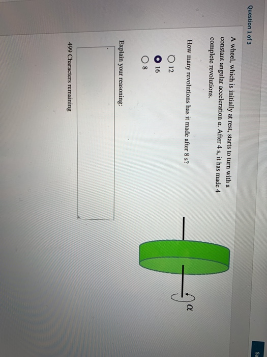 Solved Sa Question 1 of 3 A wheel, which is initially at | Chegg.com
