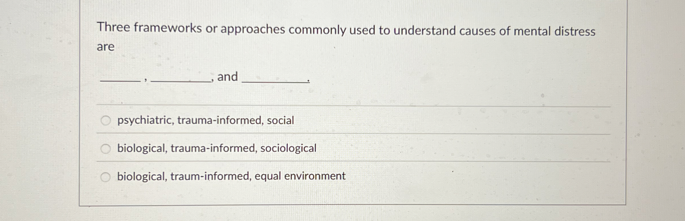 Solved Three frameworks or approaches commonly used to | Chegg.com