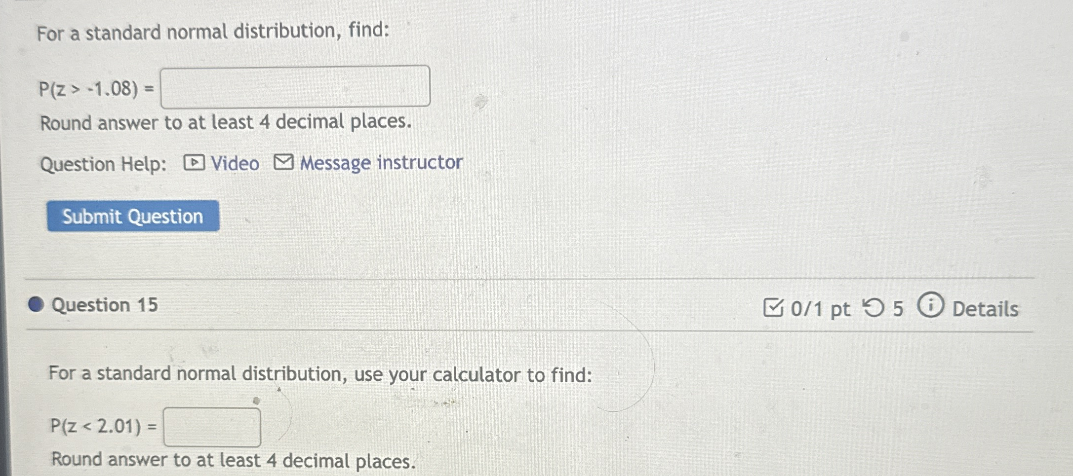 Solved For a standard normal distribution, | Chegg.com