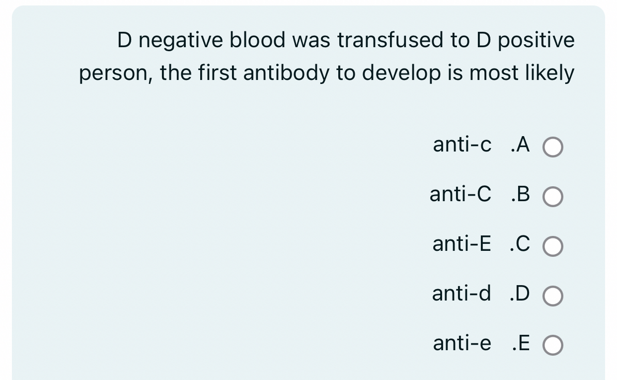 [Solved]: D negative blood was transfused to D positive pers