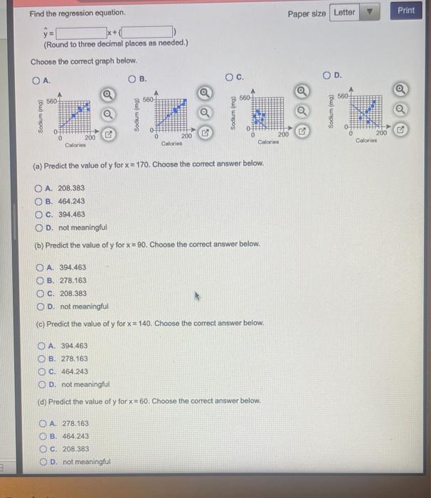 Solved 9. Find the equation of the regression line for the | Chegg.com