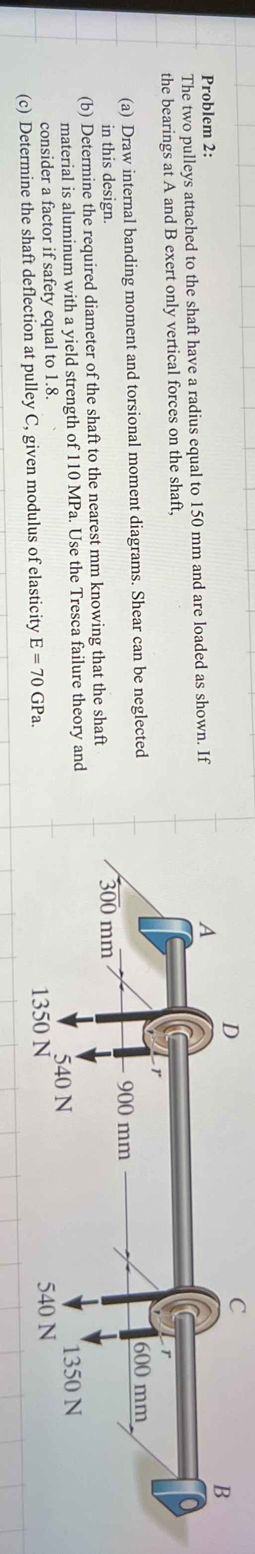 Solved Problem 2:The two pulleys attached to the shaft have | Chegg.com