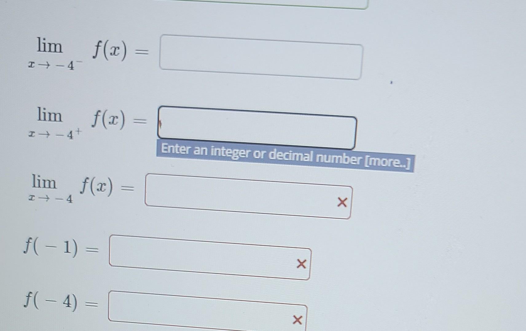 Solved For the graph f(x) above, find: Find: limx→−1−f(x)= | Chegg.com