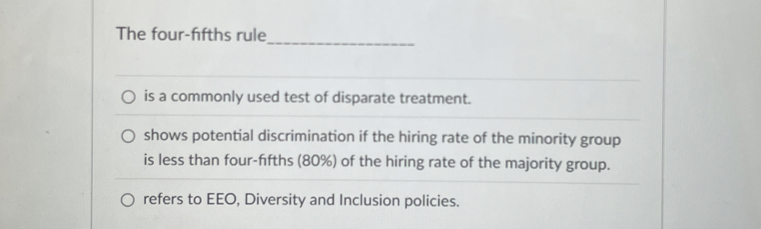 Solved The four-fifths ruleis a commonly used test of | Chegg.com