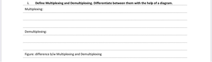 Solved I. Define Multiplexing and Demultiplexing. | Chegg.com