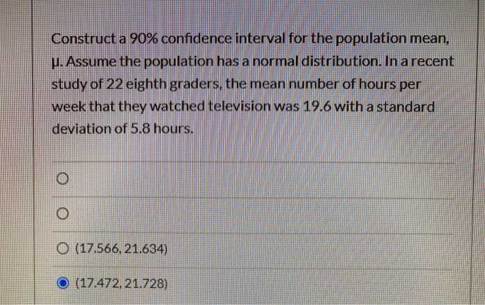 Solved Construct a 90% confidence interval for the | Chegg.com