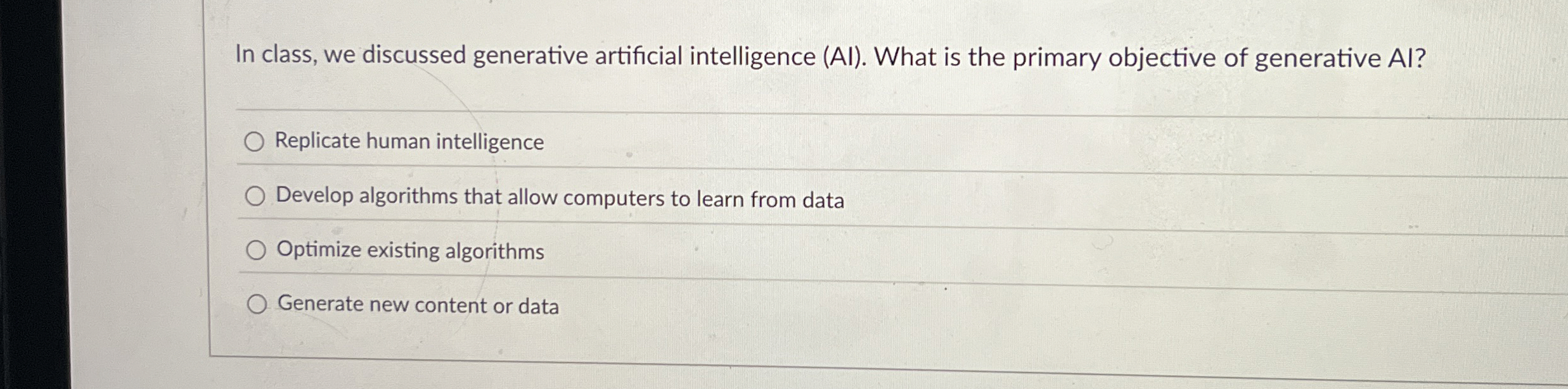Solved In class, we discussed generative artificial | Chegg.com