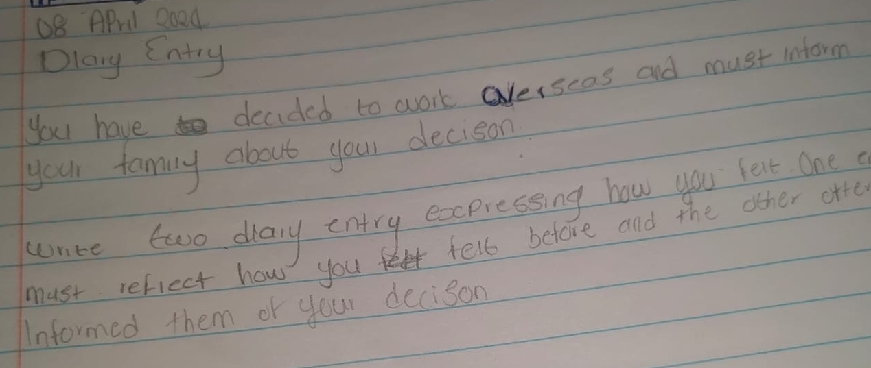 Solved Diary EntryYou have decided to work overseas and must | Chegg.com