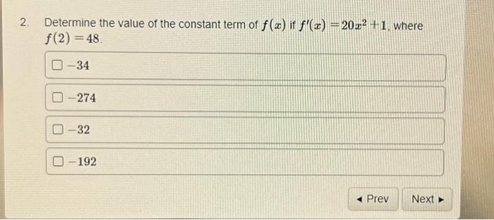 Solved Determine the value of the constant term of f(x) if | Chegg.com