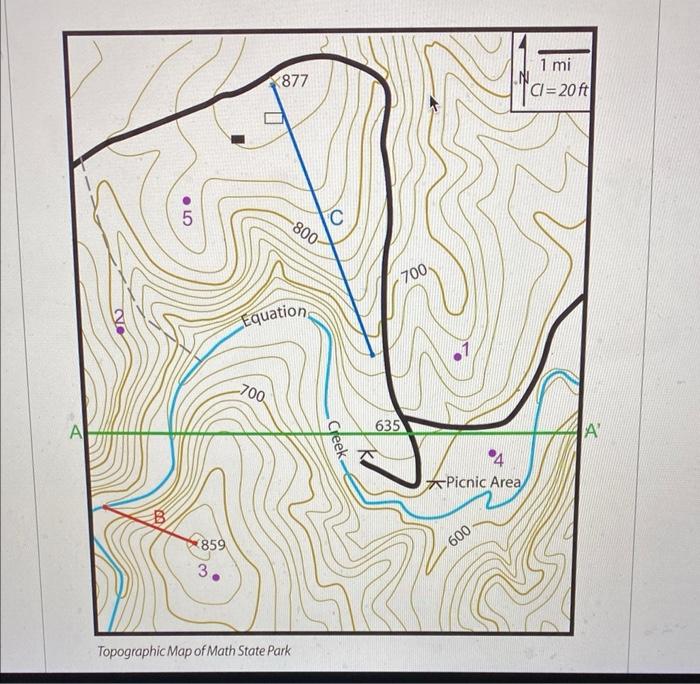 Solved TopographicMap of Math State Park Question: Determine | Chegg.com