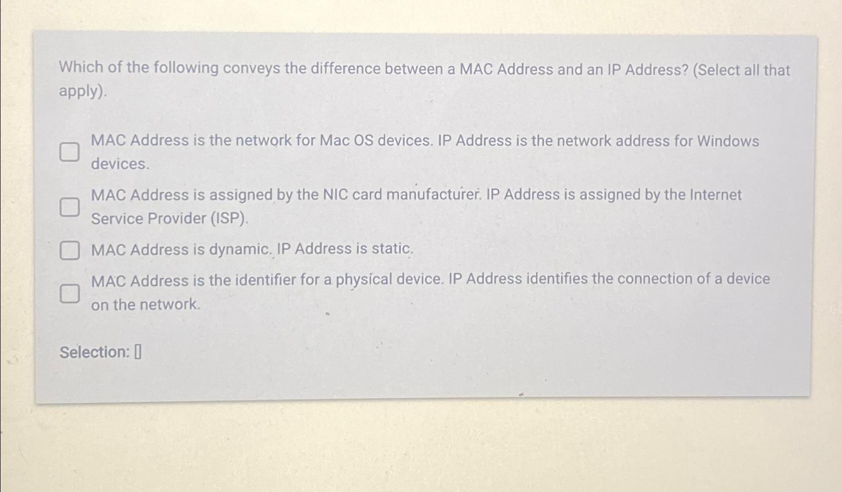 Solved Which of the following conveys the difference between | Chegg.com