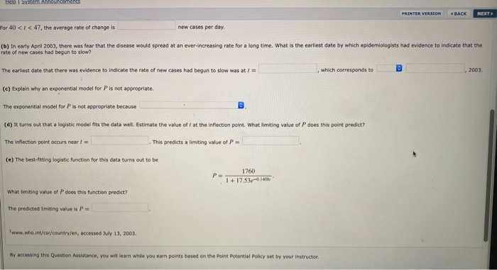 Solved Help System Announcements PRINTER VERSION « BACK NEXT | Chegg.com