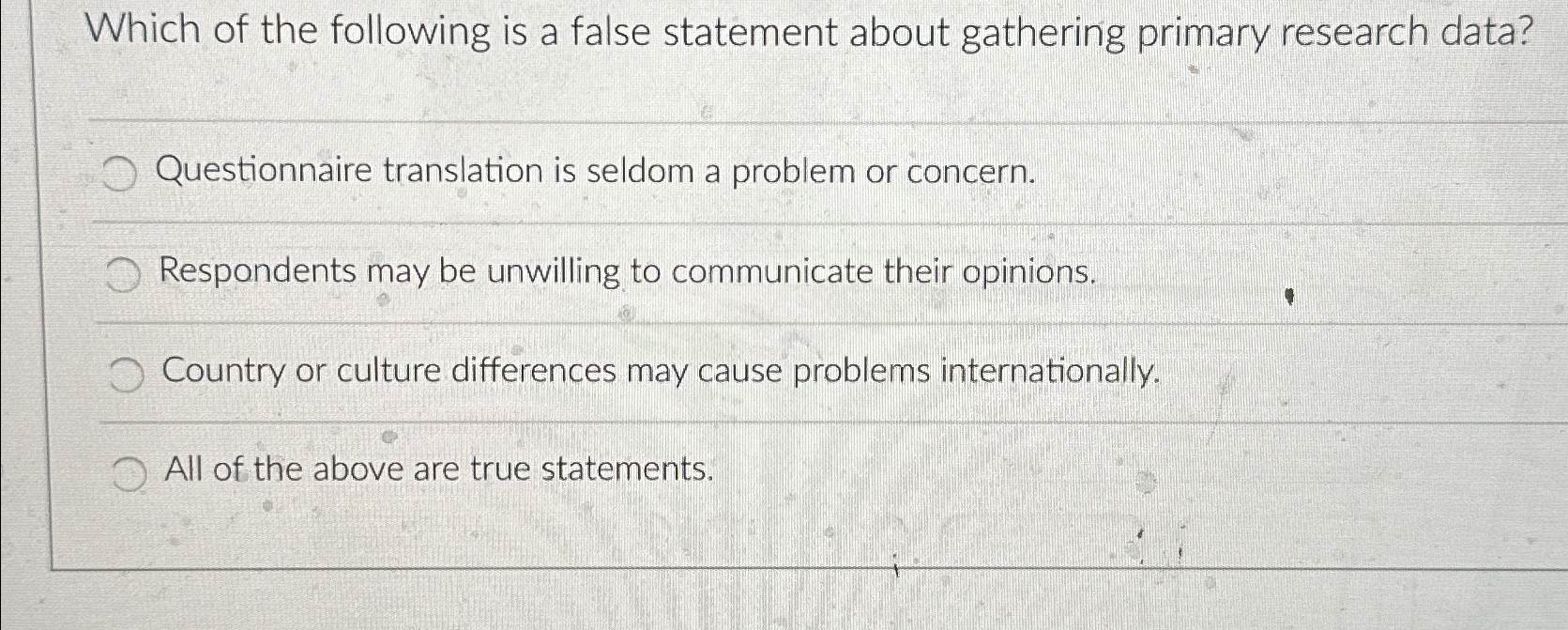 Solved Which of the following is a false statement about | Chegg.com