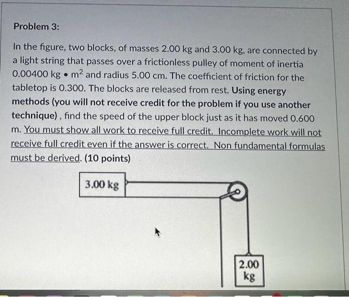 Solved Problem 3: In the figure, two blocks, of masses 2.00 | Chegg.com