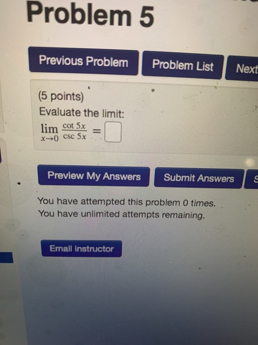 Solved Problem 5 Previous Problem Problem List Next (5 | Chegg.com