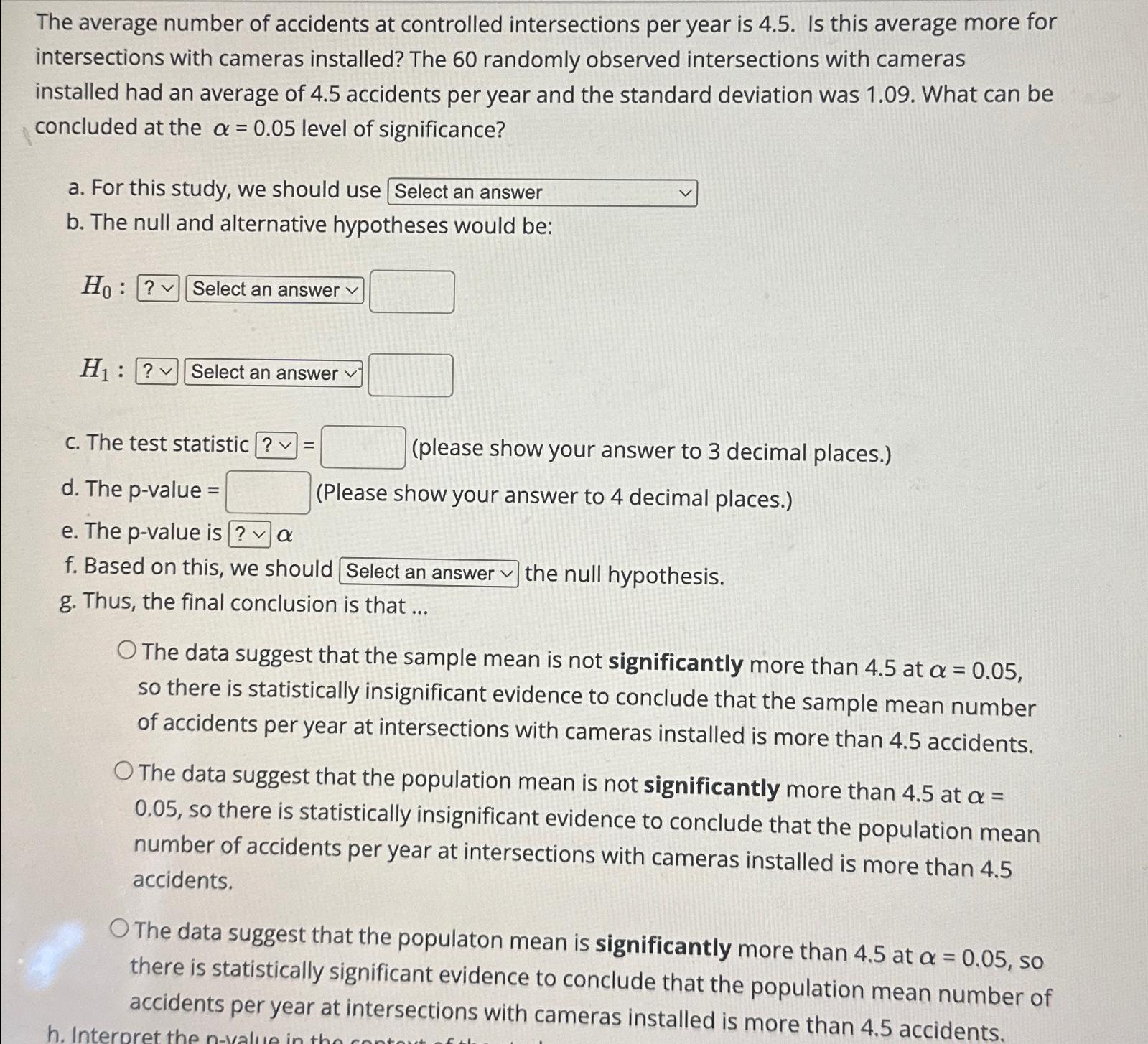 Solved The average number of accidents at controlled | Chegg.com