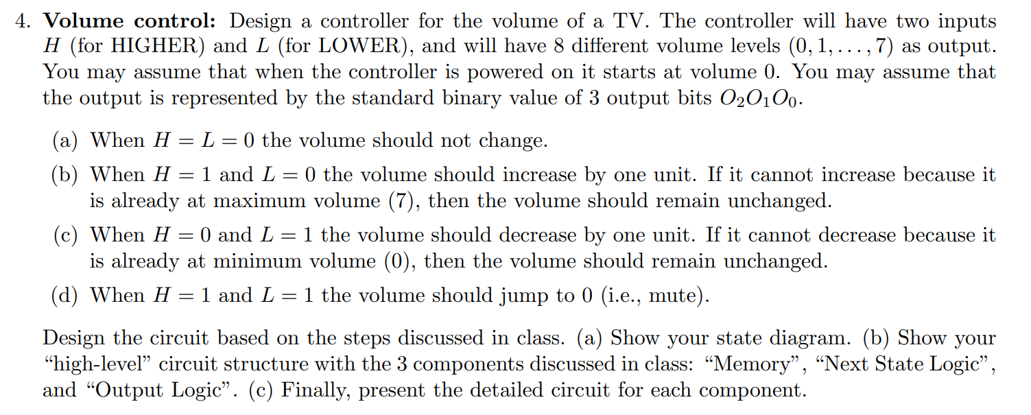 Volume control: Design a controller for the volume of | Chegg.com