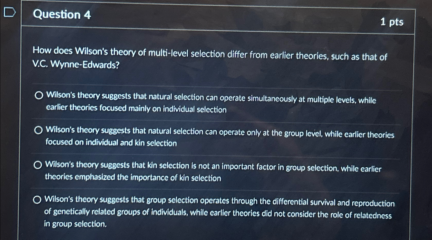 Solved Question 41ptsHow does Wilson's theory of multi-level | Chegg.com