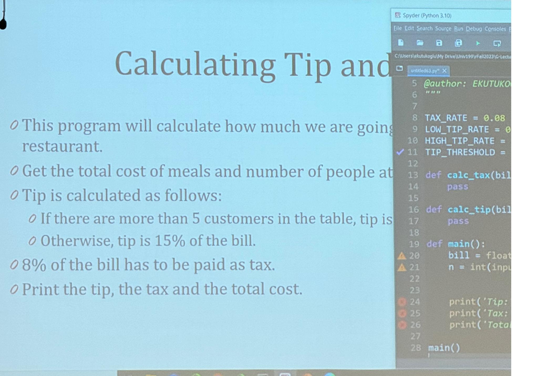 Solved Calculating Tip andO This program will calculate how | Chegg.com