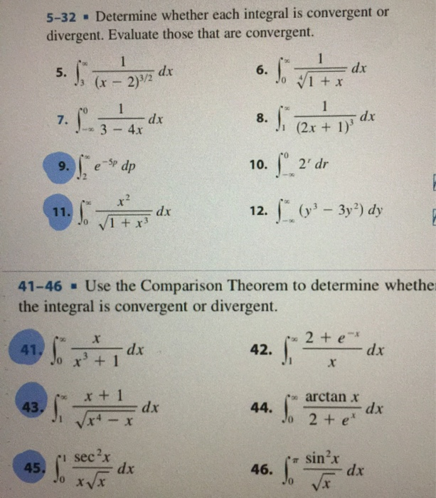 Solved 5-32 - Determine whether each integral is convergent | Chegg.com