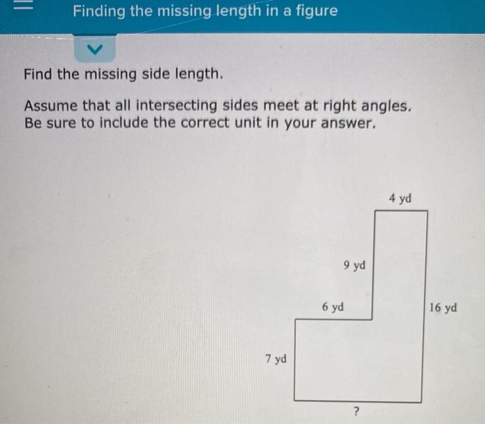 Solved Finding the missing length in a figure Find the | Chegg.com
