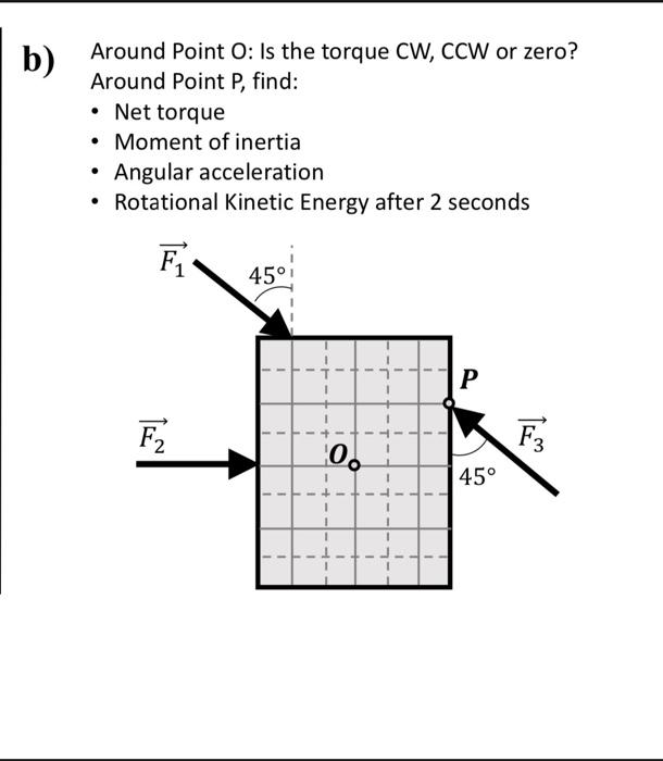 Solved b) Around Point o: Is the torque CW, CCW or zero? O? | Chegg.com