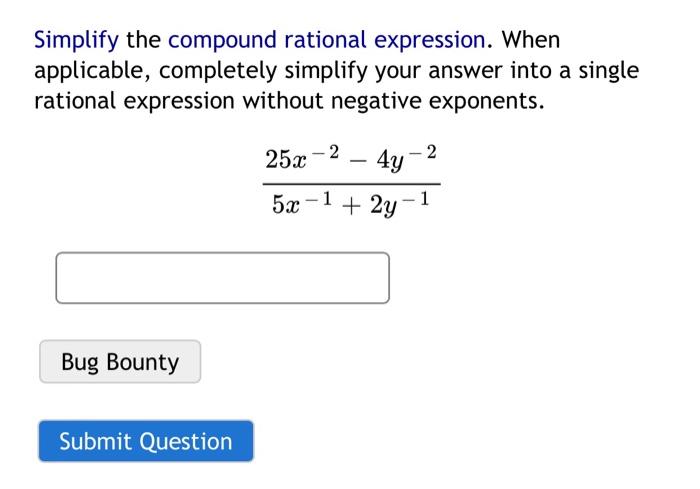 Solved Simplify the compound rational expression. When | Chegg.com