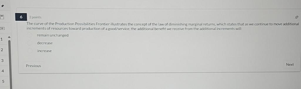 Solved 2 ﻿pointsThe curve of the Production Possibilities | Chegg.com