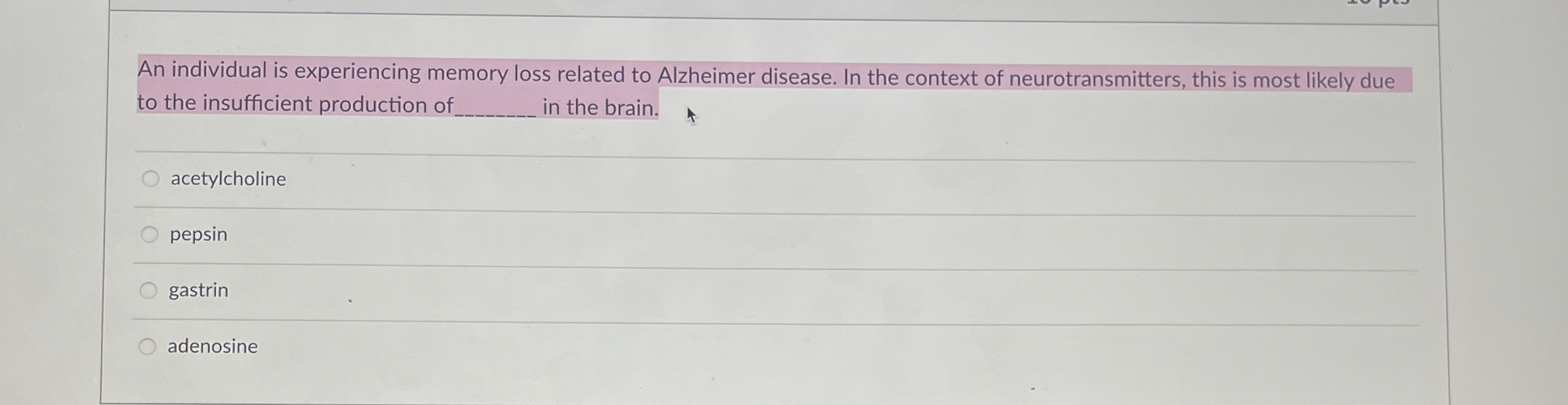 Solved An individual is experiencing memory loss related to | Chegg.com Solved An individual is experiencing memory loss related to | Chegg.com