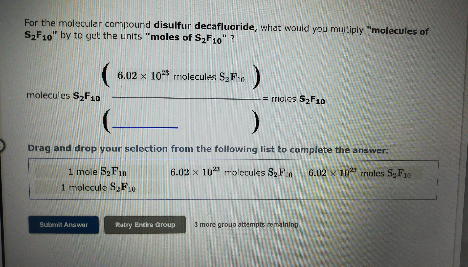 Solved For The Molecular Compound Disulfur Decafluoride