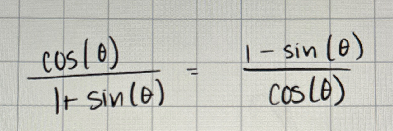 Solved cos(θ)1+sin(θ)=1-sin(θ)cos(θ) ﻿Verify the identity | Chegg.com