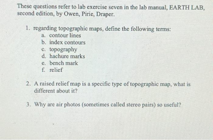 Solved These questions refer to lab exercise seven in the | Chegg.com