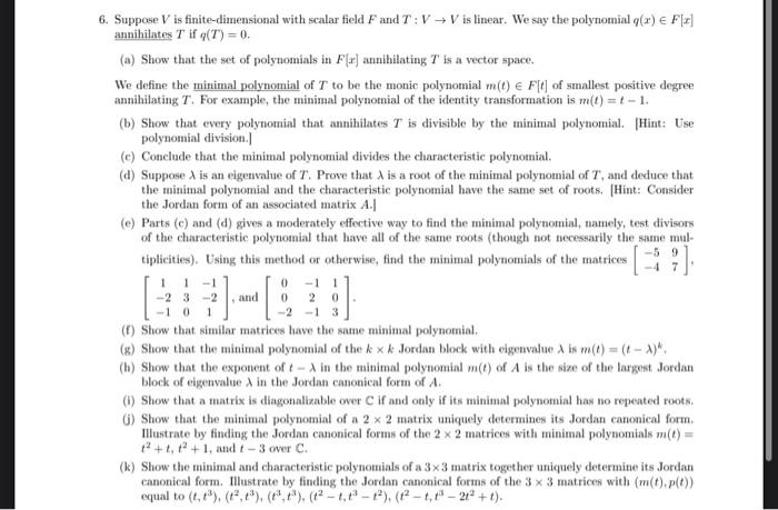 Solved Suppose V is finite-dimensional with scalar field F | Chegg.com