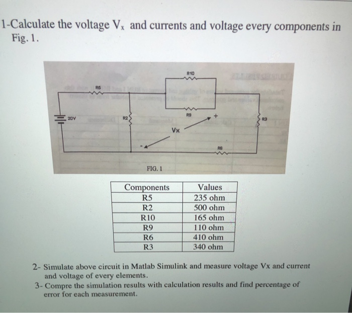 Solved 1-Calculate the voltage Vx and currents and voltage | Chegg.com