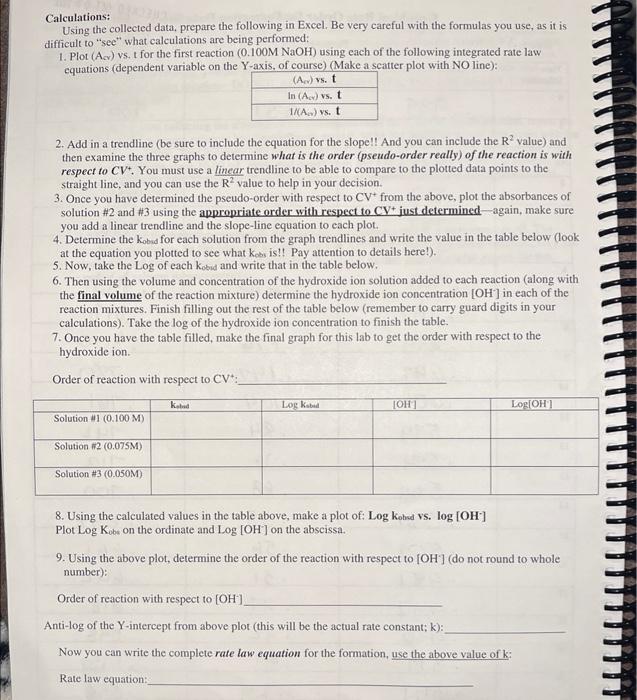 Solved Calculations: Using the collected data, prepare the | Chegg.com