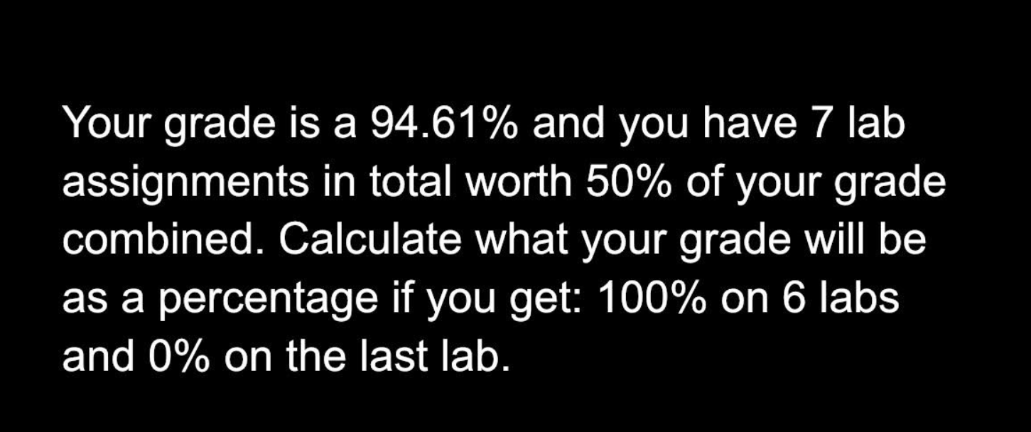 Solved Your grade is a \( 94.61 \% \) ﻿and you have 7 ﻿lab | Chegg.com