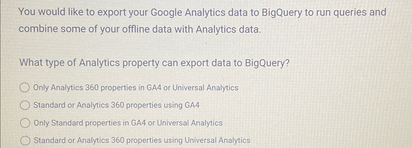 Solved You would like to export your Google Analytics data | Chegg.com