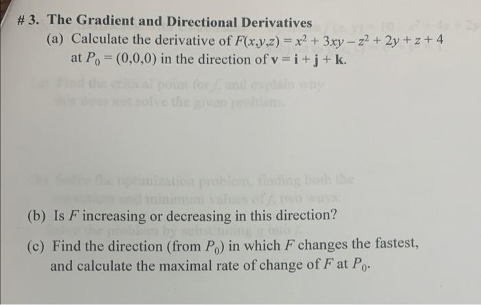 Solved 3. The Gradient and Directional Derivatives (a) | Chegg.com
