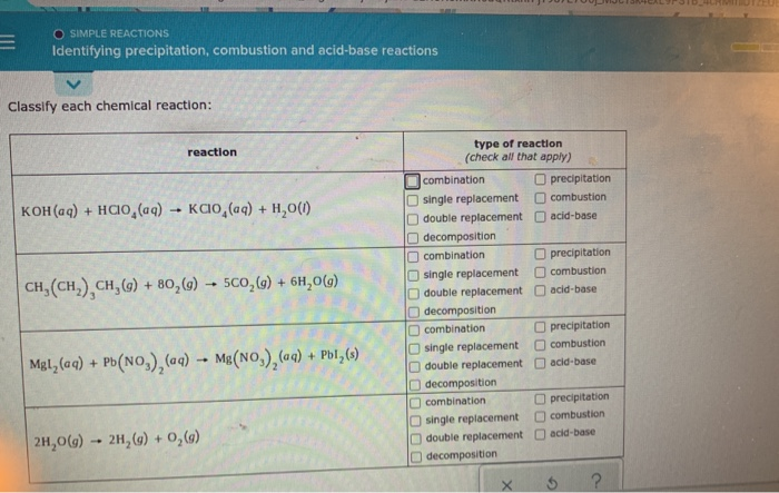 Solved O Simple Reactions Identifying Precipitation