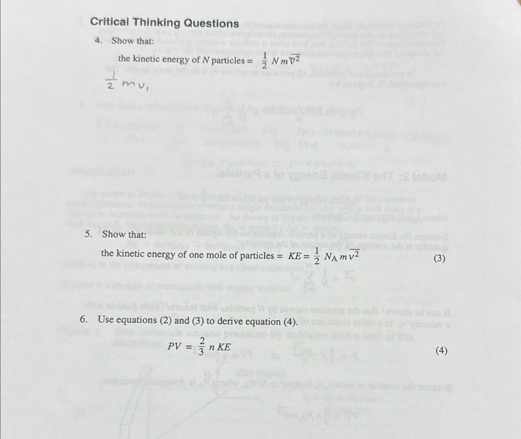 Solved Critical Thinking Questions\\n4. Show that:\\nthe | Chegg.com