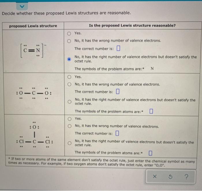 Solved Decide whether these proposed Lewis structures are | Chegg.com