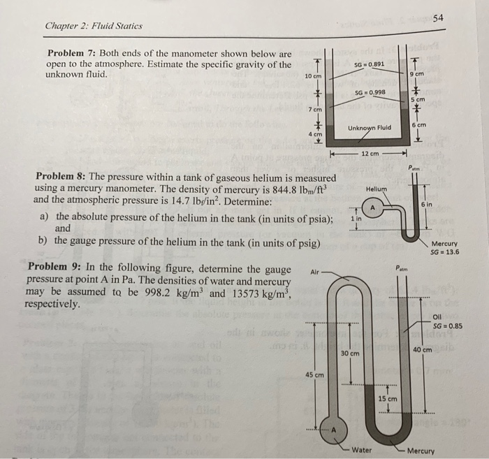 Solved Chapter 2: Fluid Staties Problem 7: Both ends of the | Chegg.com