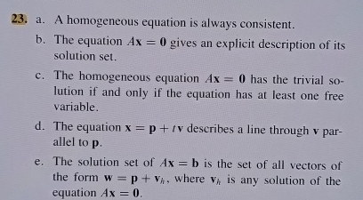 Solved a. ﻿A homogeneous equation is always consistent.b. | Chegg.com
