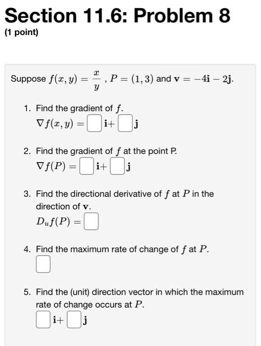 Solved Section 11.6: Problem 8 (1 point) Suppose | Chegg.com