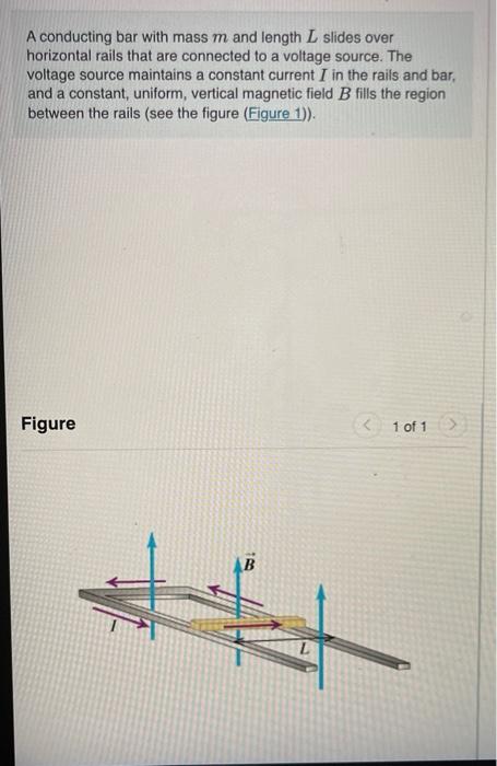 Solved A conducting bar with mass m and length L slides over | Chegg.com