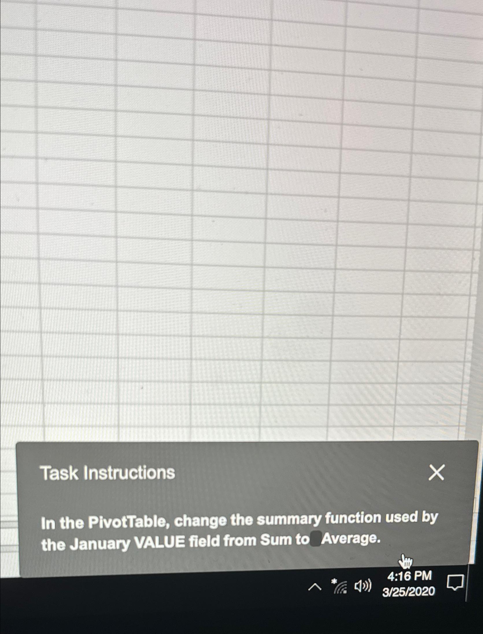 Solved Task InstructionsIn the PivotTable, change the | Chegg.com