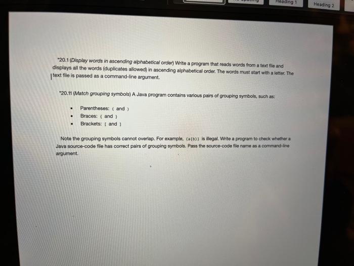 Solved "20.1 (Display words in ascending alphabetical order) | Chegg.com