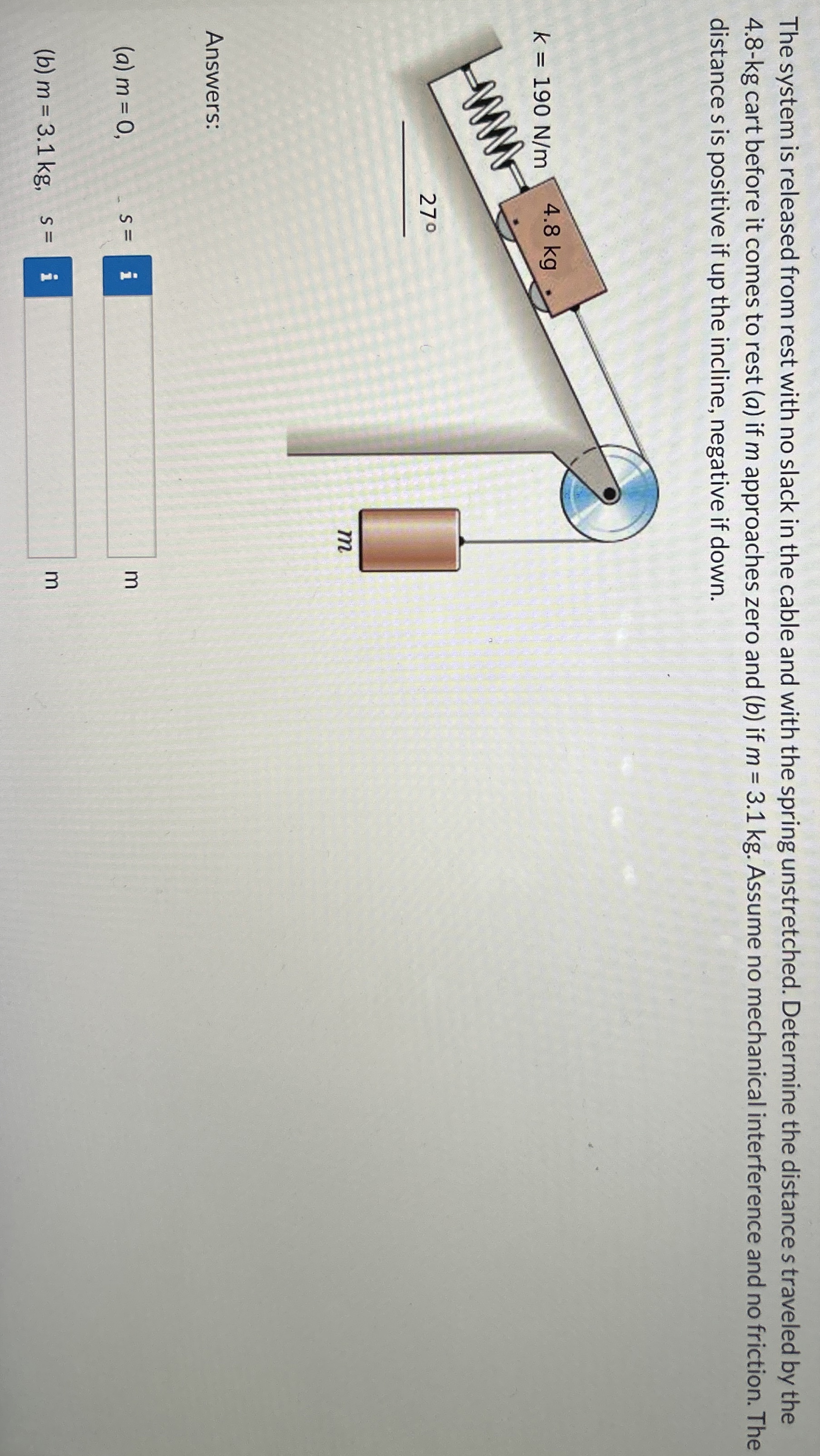 Solved The system is released from rest with no slack in the | Chegg.com